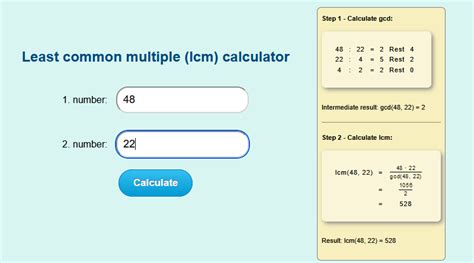 Least Common Multiple Calculator Lcm