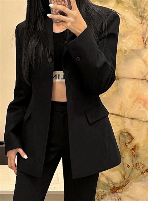 비브앤러브 당일출고 Made By 슬림 라인 버튼 자켓 블랙 위시버킷