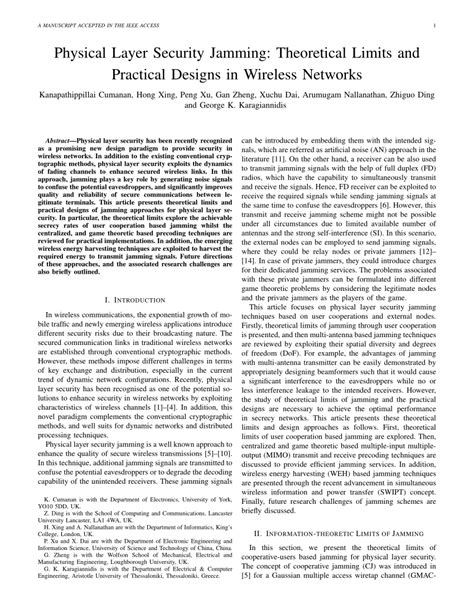 pdf physical layer security jamming theoretical limits and practical
