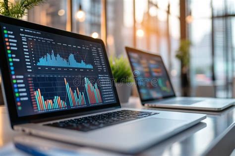 Dynamic Data Visualization On Laptop Stock Illustration Illustration Of Consulting Financial
