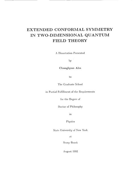 Pdf Extended Conformal Symmetry In Two Dimensional Quantum Field Theory