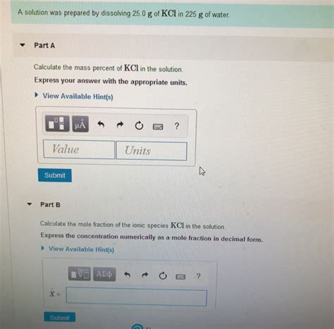 Solved A Solution Was Prepared By Dissolving G Of KCl Chegg Com