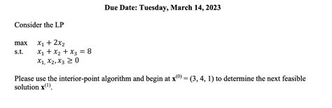Solved Due Date Tuesday March 14 2023 Consider The Lp Max
