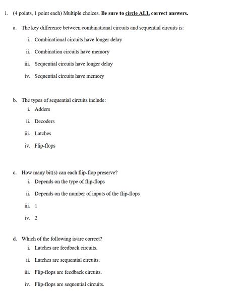 solved 1 4 points 1 point each multiple choices be sure