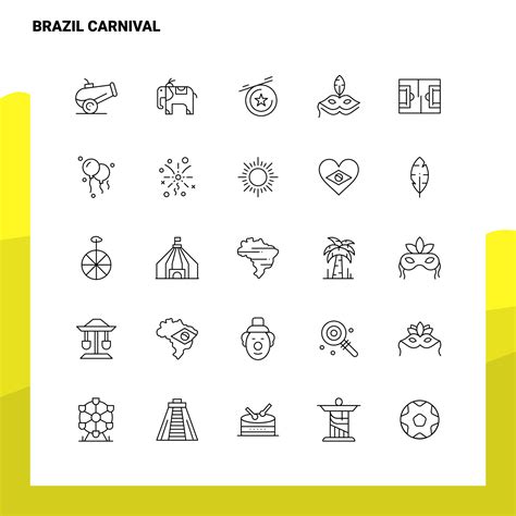Set Of Brazil Carnival Line Icon Set 25 Icons Vector Minimalism Style Design Black Icons Set