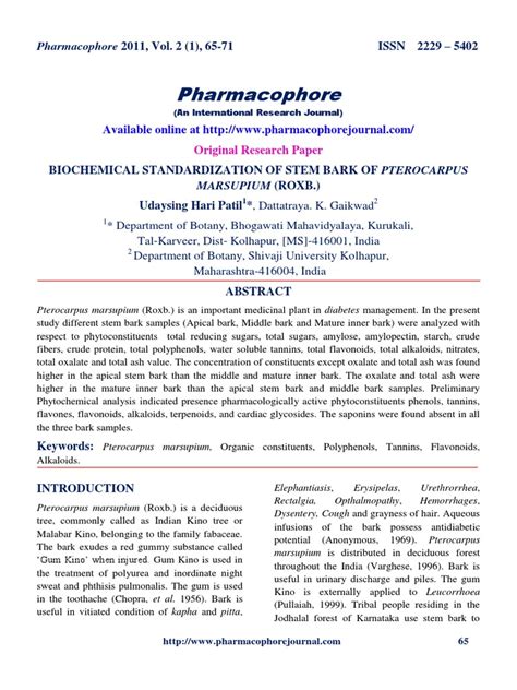 Biochemical Standardization Of Stem Bark Of Pterocarpus Pdf Phenolic Content In Wine