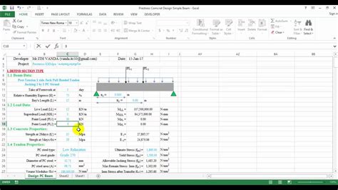 Design Prestressed Concrete Simple Beam By Ms Excel Part 1 Youtube