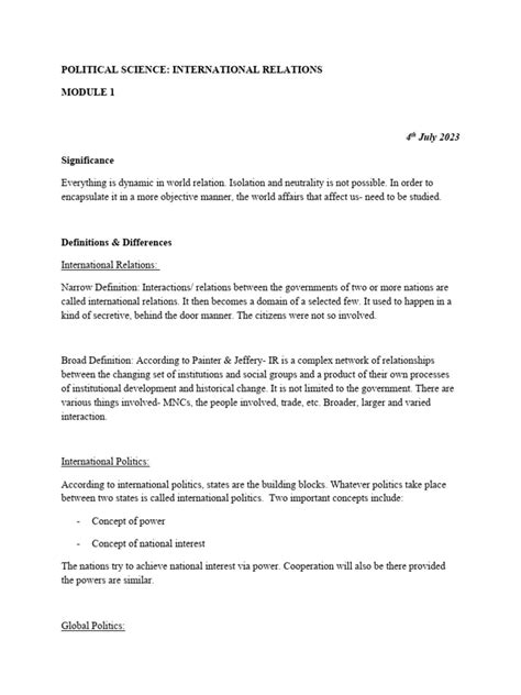Political Science Module 1 Notes Pdf
