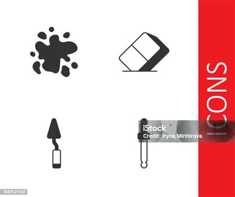 스포이드 색상 선택기 팔레트 페인트 스프레이 팔레트 나이프 및 지우개 고무 아이콘을 설정합니다 벡터 건강관리와 의술에 대한 스톡 벡터 아트 및 기타 이미지 Istock
