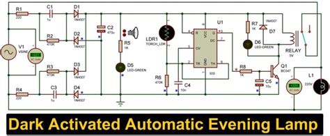 Dark Activated 220v Automatic Evening Lamp Using Ldr And Ic 555