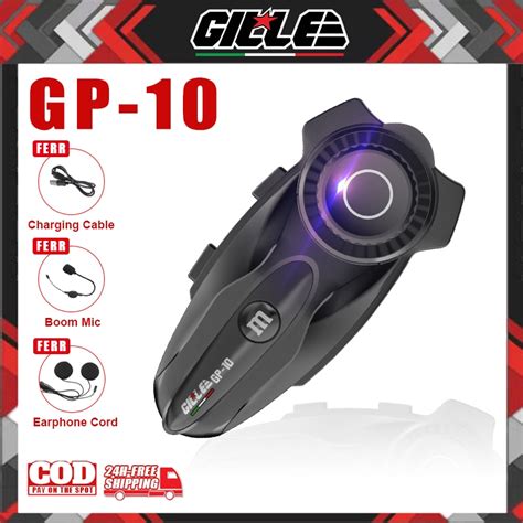 𝟮𝟰𝗛 𝗦𝗛𝗜𝗣 Gille Gp10 Bluetooth Headset Helmet Intercom For Motorcycle With Mic Waterproof