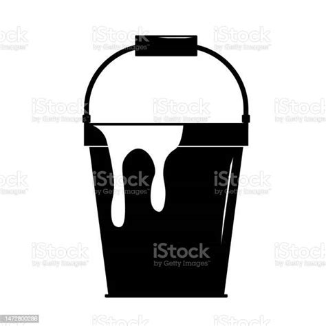 Plastic Bucket Icon In Modern Silhouette Style Design Stock