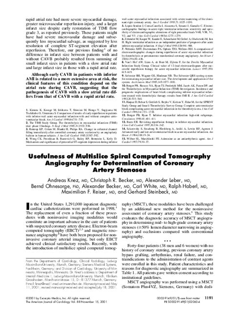 Pdf Usefulness Of Multislice Spiral Computed Tomography Angiography For Determination Of