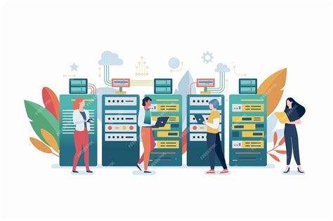 Premium Vector Server Room Racks Isolated On White Background Cloud