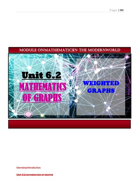 Mmw 6 2 Mathematics Of Graphs Weighted Graphs Pdf Vertex Graph Theory Algorithms