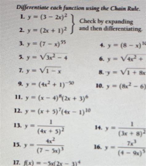 Solved 3 Differentiate Cach Function Using The Chain Rule