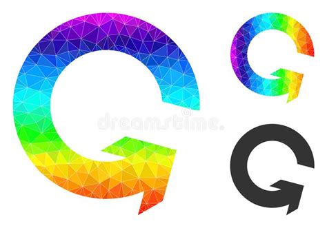 vector triangle filled rotate ccw icon with spectral colored gradient