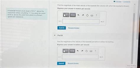 Solved Find The Magnitude Of The Initial Velocity Of The