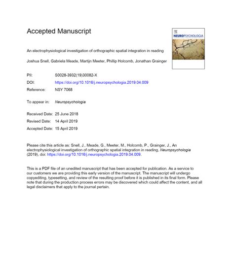 Pdf An Electrophysiological Investigation Of Orthographic Spatial Integration In Reading