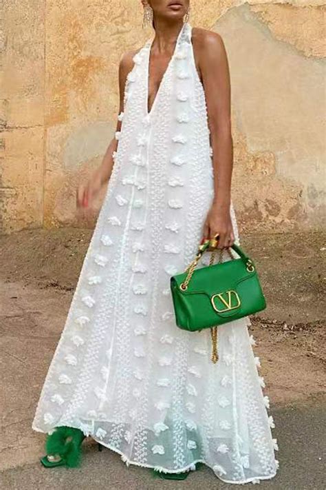 Sexy Solid Patchwork Backless Halter Straight Dresses Flornana