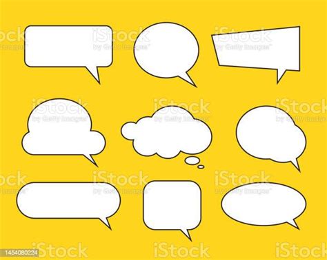 Set Of Speak Bubble Text Chatting Box Message Box Outline Cartoon Vector Illustration Design