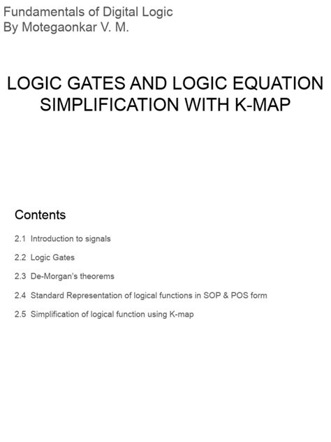 Logic Gates And Logic Equation Simplification With K Map Pdf Logic