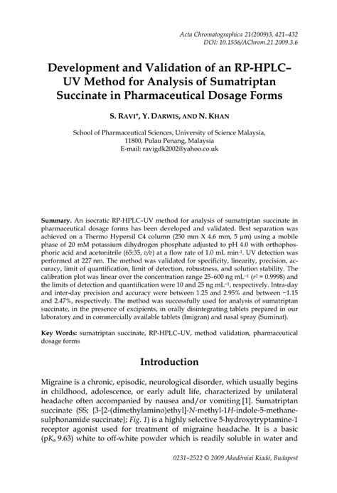 pdf development and validation of an rp hplc uv method for analysis