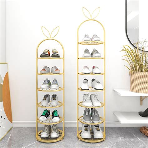 Buy Soga 6 Tier Bunny Ears Shape Gold Plated Metal Shoe Organizer Space
