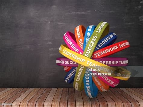 리더십 팀워크 성공 단어가 있는 원형 리본 3d 렌더링 검은색에 대한 스톡 사진 및 기타 이미지 검은색 단체 비즈니스 Istock