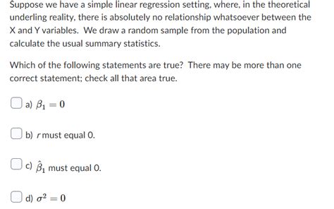 Solved Suppose We Have A Simple Linear Regression Setting Chegg