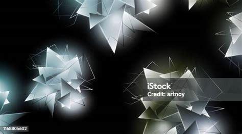 겹치는 빛나는 삼각형이 있는 추상적 배경입니다 격리 된 검은 색 배경 Eps 10의 벡터 그림 3차원 형태에 대한 스톡 벡터 아트 및 기타 이미지 Istock