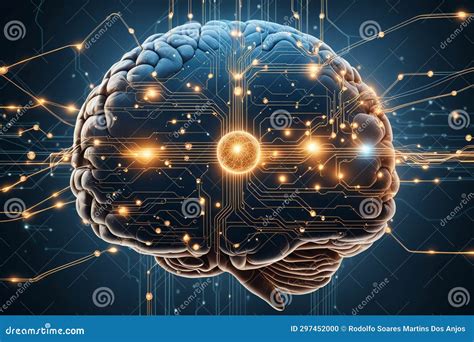 Neural Circuit And Electronic Cyber Brain In A Quantum Computing System Concept Of Artificial