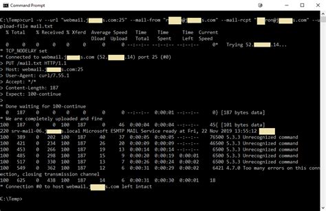 Powershell Sending Mail With Curl On Windows Via Ms Exchange Server Stack Overflow