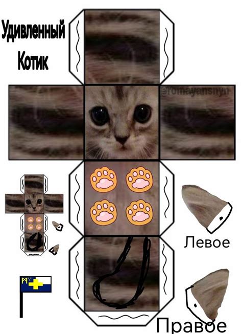 Удивленный котик Шаблоны животных Бумажные шаблоны Бумажные поделки