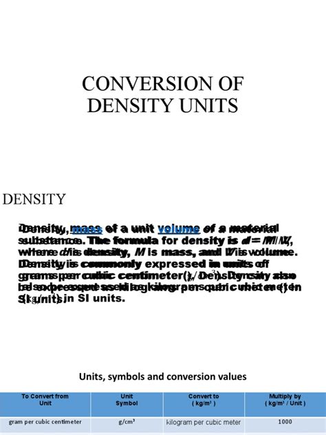 Density Unit Conversion Guide Pdf Gallon Ounce