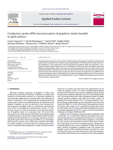 Pdf Conductive Probe Afm Characterisation Of Graphene Sheets Bonded