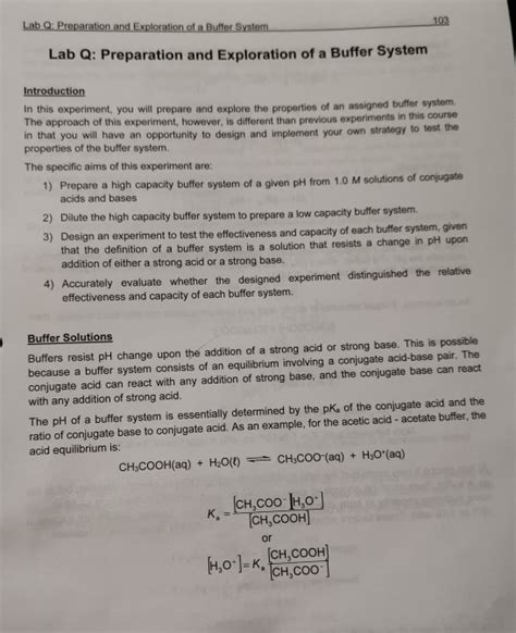 Solved Lab Q Preparation And Exploration Of A Buffer System Chegg Com