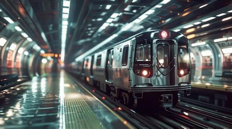 Subway Train In A Modern Urban Setting Premium Ai Generated Image