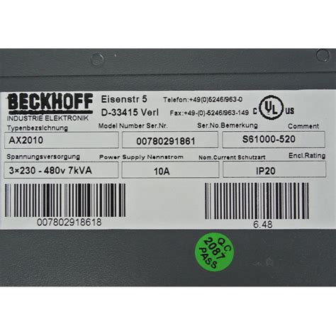 Beckhoff Ax2010 Drive Suppliers