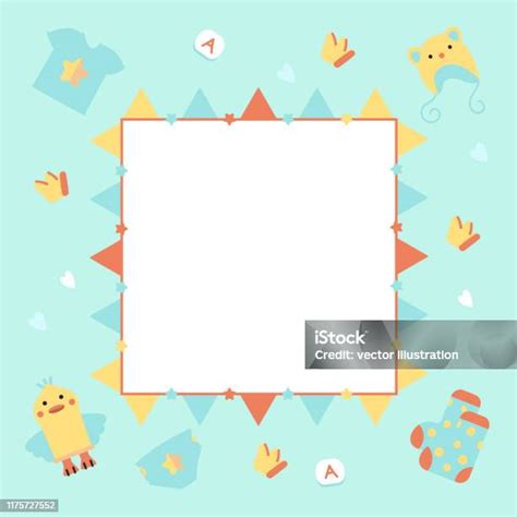 아기의 사진을위한 프레임템플릿 배경 아이의 생일 베이비 샤워를위한 포스터 0명에 대한 스톡 벡터 아트 및 기타 이미지 0명 갈란드 장식품 개인 장식품 Istock