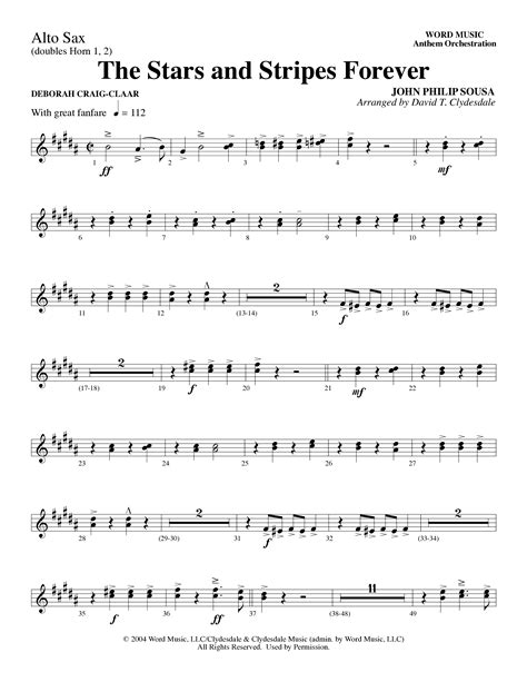 The Stars And Stripes Forever Choral Anthem Satb Alto Sax Sheet Music