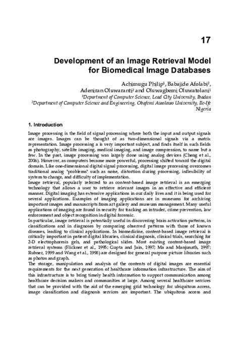 pdf development of an image retrieval model for biomedical image