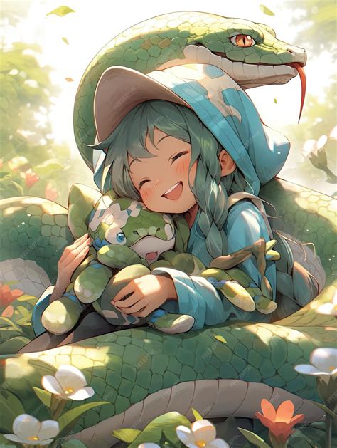 Premium Ai Image Anime Girl And Snake