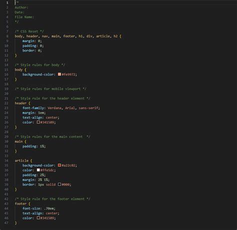 Author Date File Name CSS Reset Body Header Chegg