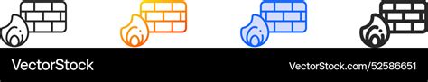 Firewall Iconthin Linear Gradient Blue Stroke Vector Image