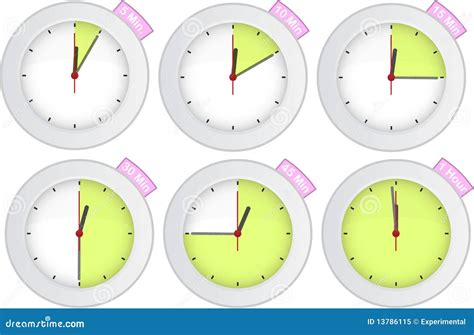 Timer Clock Stopwatch Isolated Set Icons With Different Time