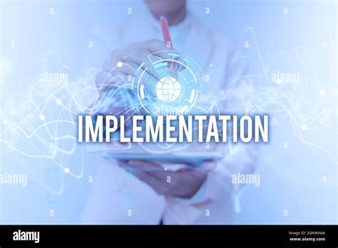 Text Showing Inspiration Implementation Business Idea The Process Of Making Something Active Or