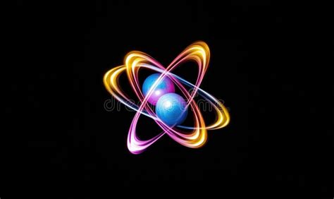 Colorful Abstract Representation Of Atom With Electrons Orbiting