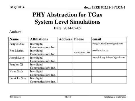 PPT PHY Abstraction For TGax System Level Simulations PowerPoint Presentation ID