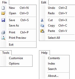 C Helper Quickly Insert Standard Menu Items On A Form In C
